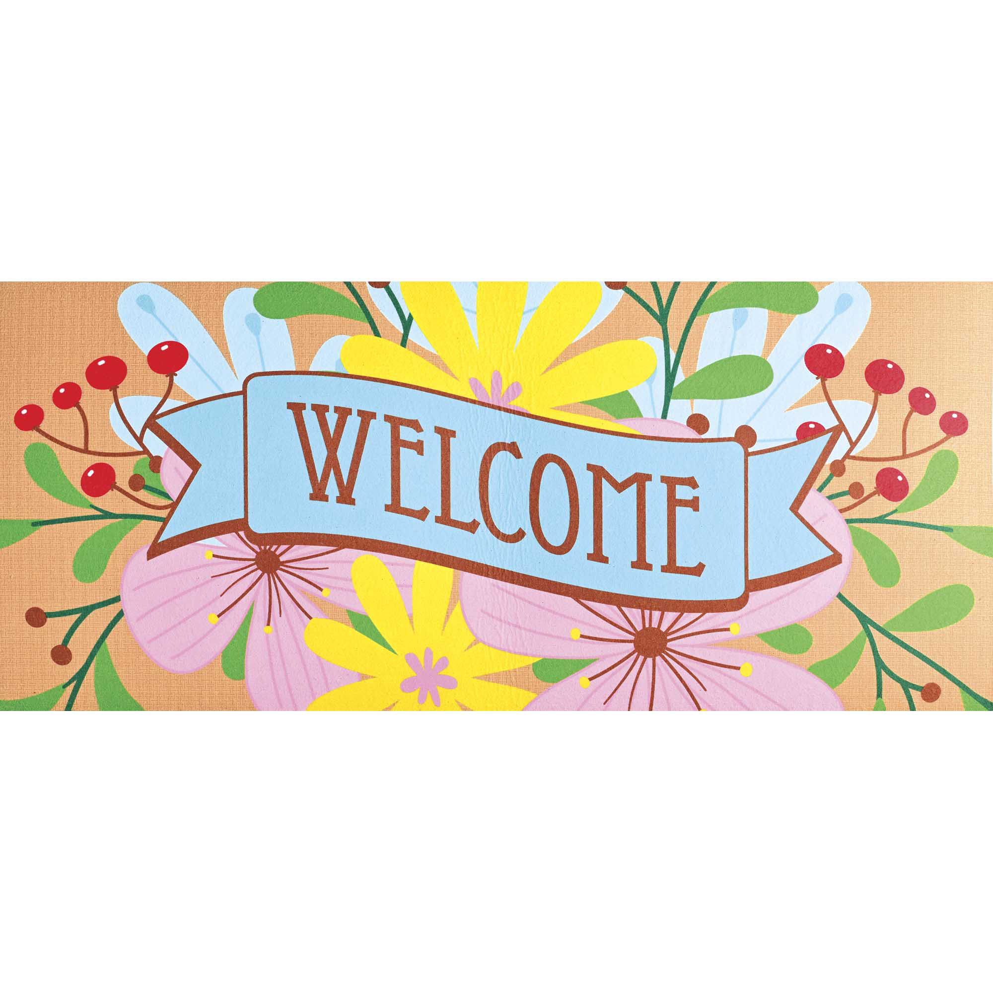 Winston Porter Doormat Insert Flowers Welcome 22x10 | Wayfair