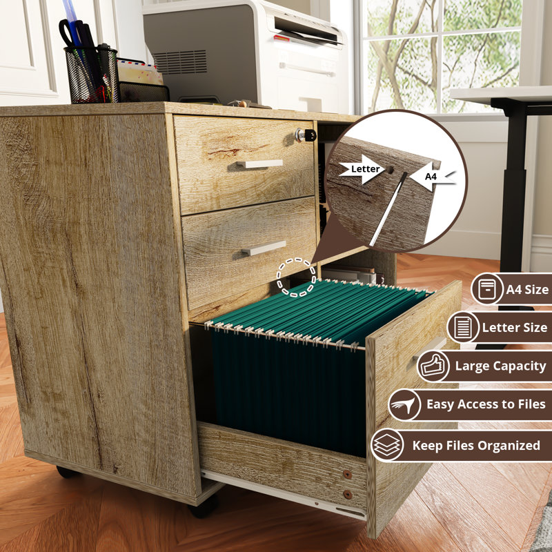 Rebrilliant Mikhaila 3 Drawer Storage Drawer | Wayfair