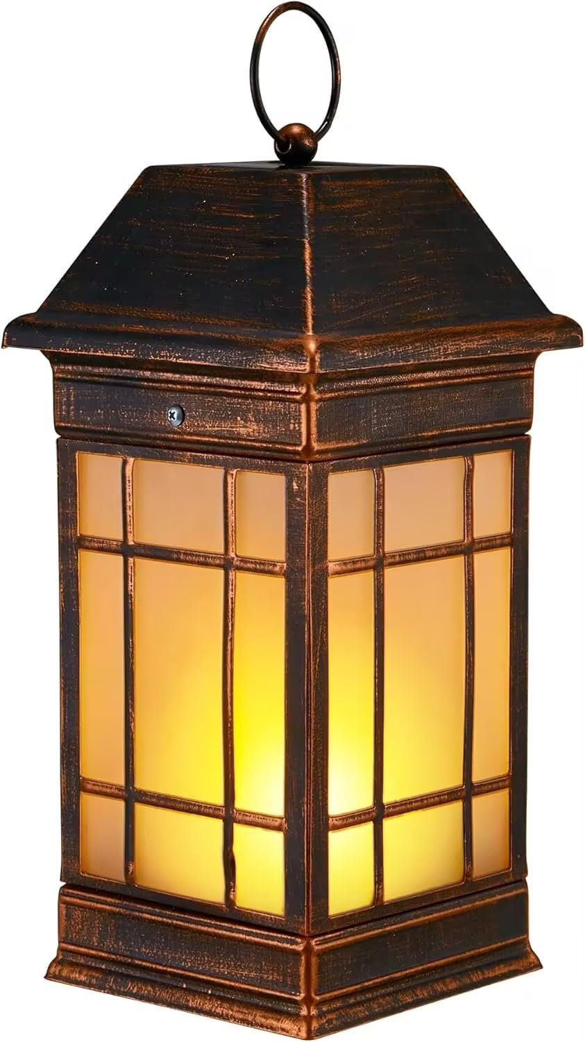 World Menagerie 16" Glass Solar Lantern Outdoor, Waterproof Flickering ...
