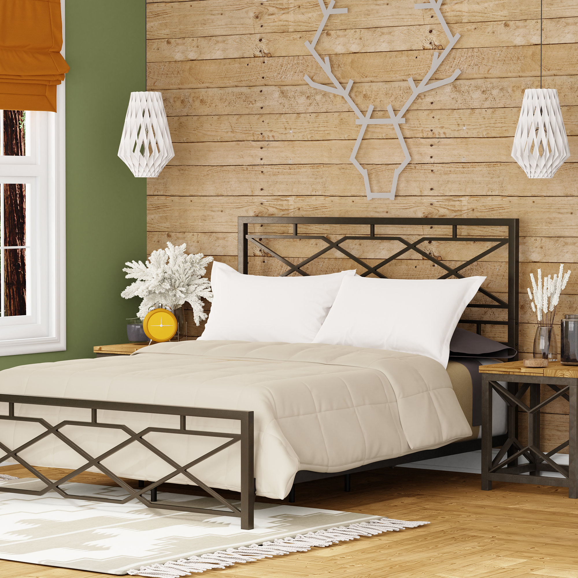 Gracie Oaks Gillard Industrial Metal Snap Assembled Bed Frame & Reviews ...