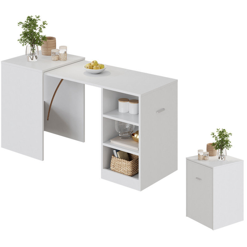 Ebern Designs Extendable Folding Writing Desk with Storage Shelves ...