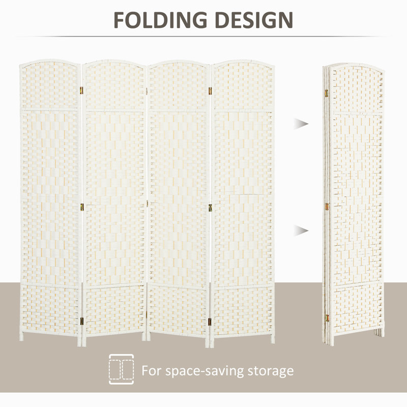 Winston Porter 4 Panel Room Divider, 6' Tall Folding Privacy Screen ...