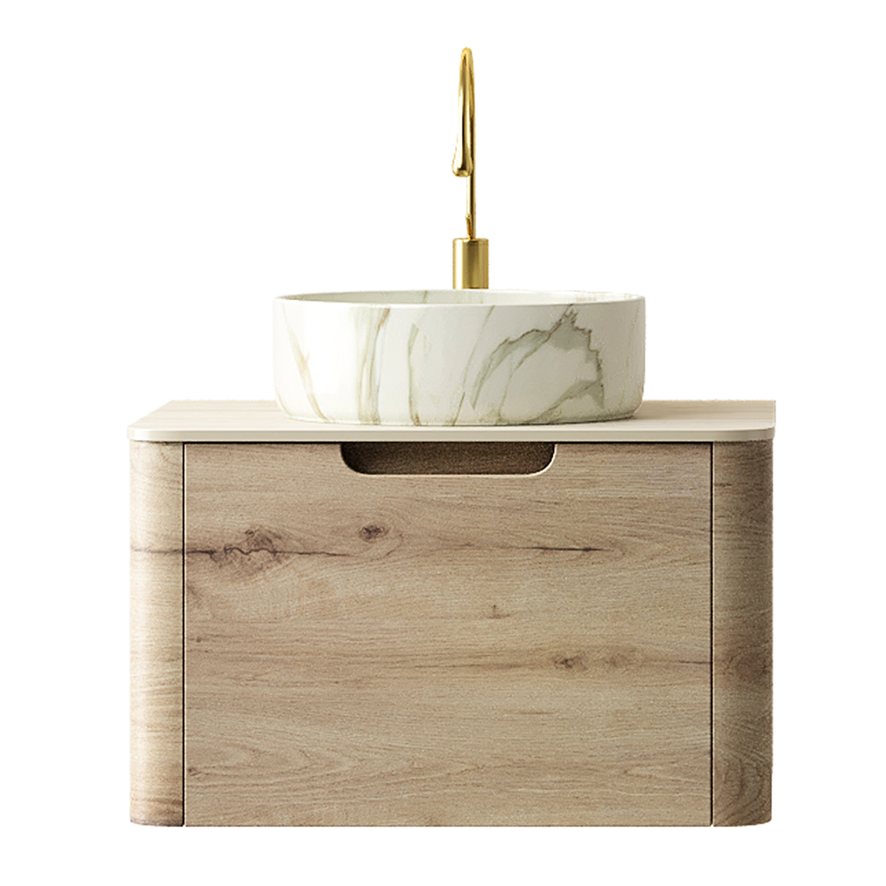 Ebern Designs Bathroom Vanity With Exquisite Matte White Ceramic Sink ...