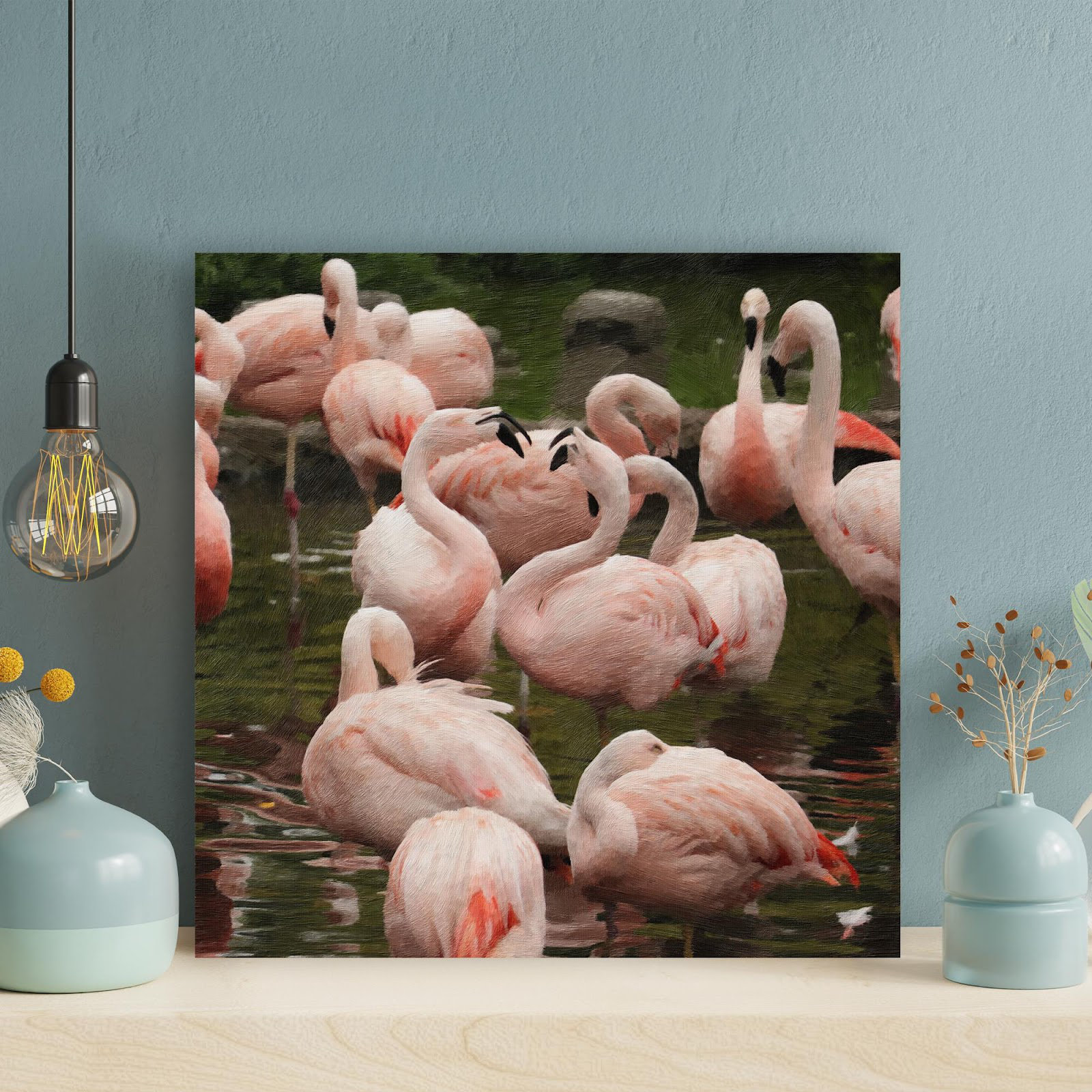 Bayou Breeze Pink Flamingos On Water During Daytime 31 - 1 Piece Square ...
