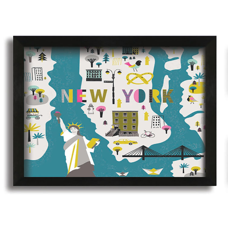 Latitude Run The Little Map Of New York Framed Print - Single Picture ...