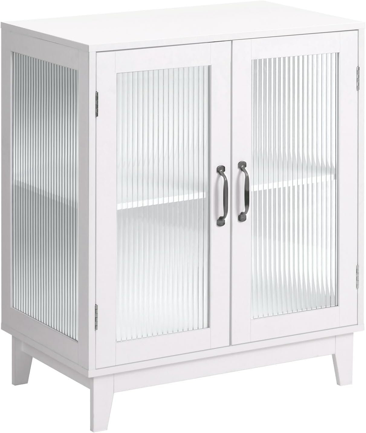 Ivy Bronx Storage Cabinets With 2 Transparent Glass Doors Freestanding ...