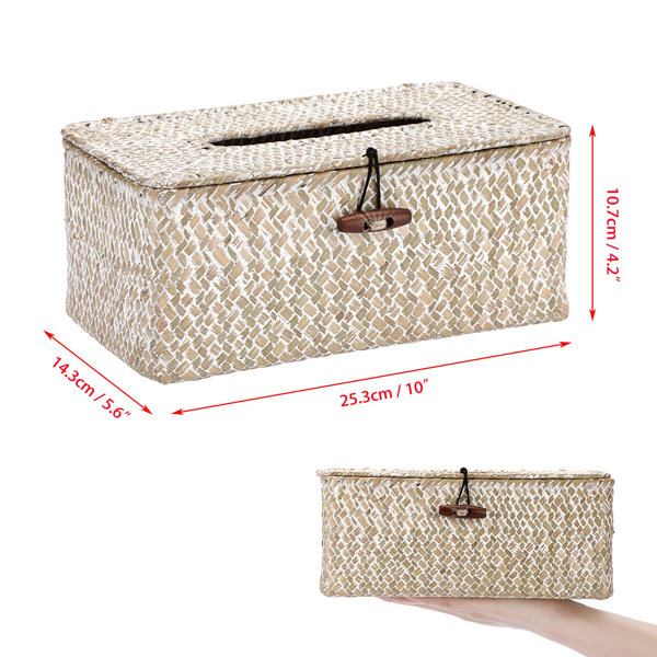 Gracie Oaks Rectangle Natural Seagrass Tissue Box Cover,Woven Tissue ...