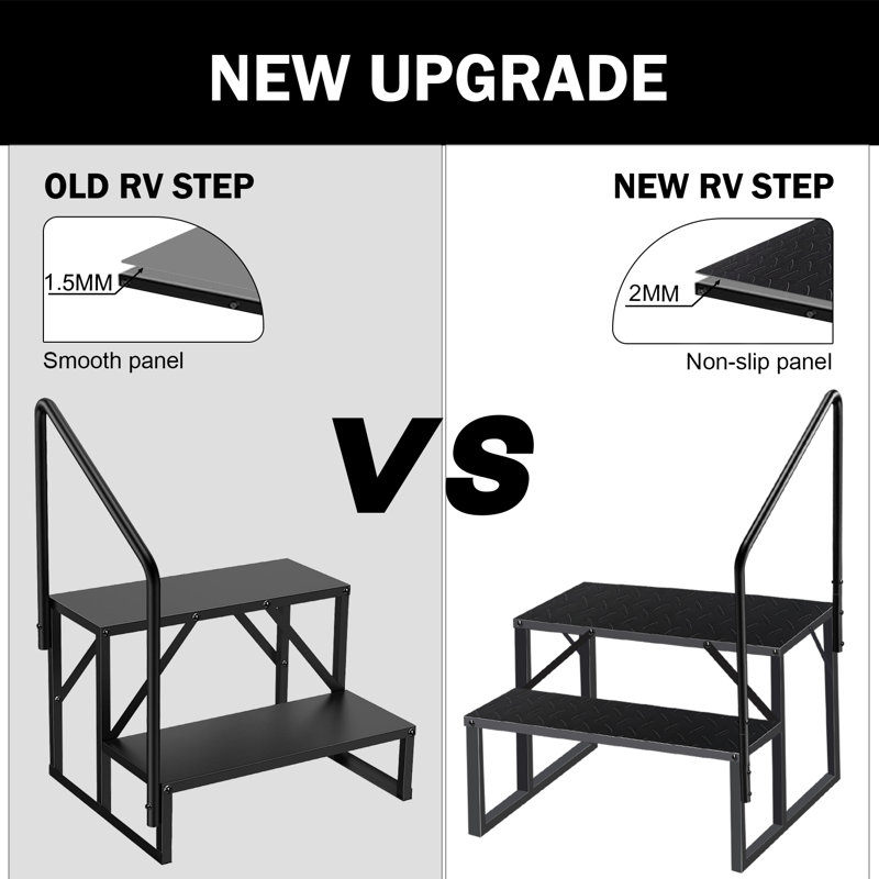 WFX Utility™ RV Steps with Handrail, 2 Steps Ladder Hot Tub Steps with ...