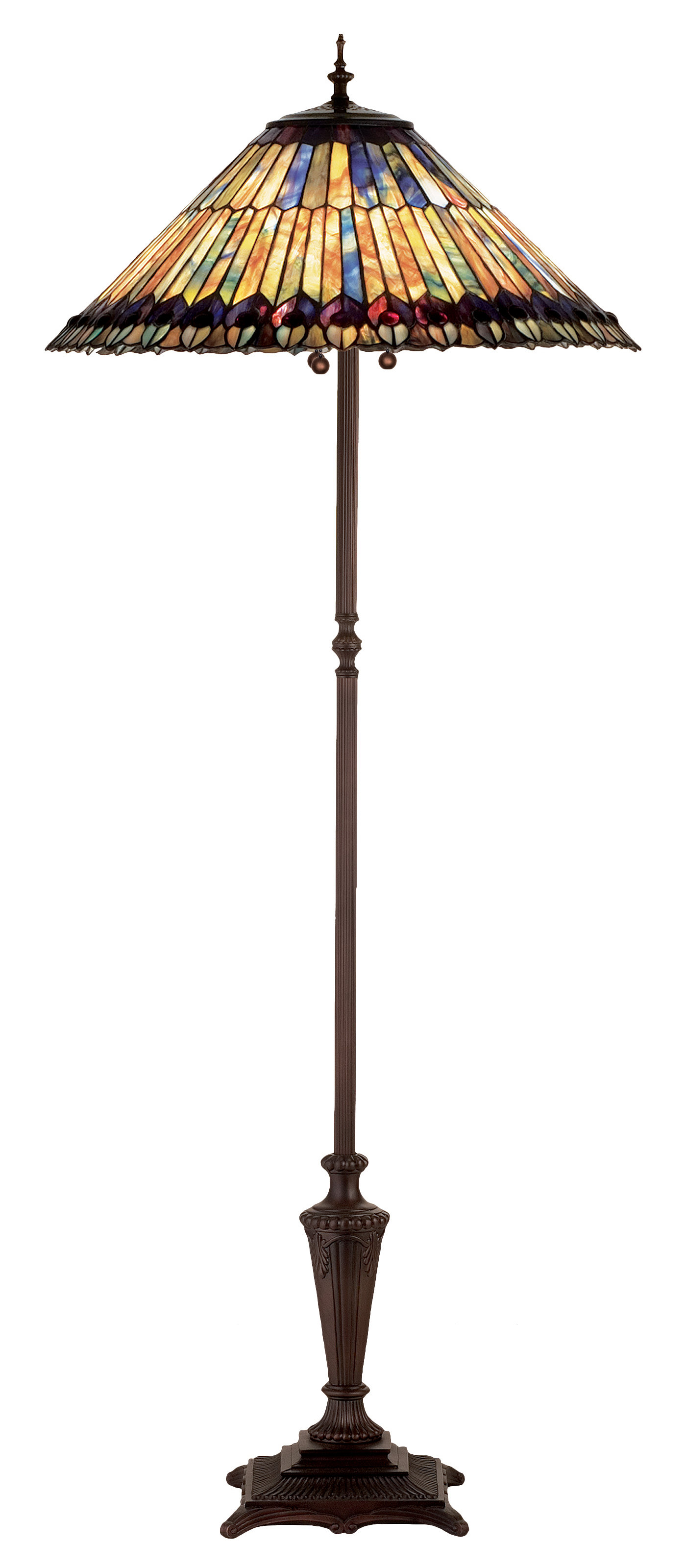 Meyda Lighting Tiffany Jeweled Peacock 65" Floor Lamp | Perigold