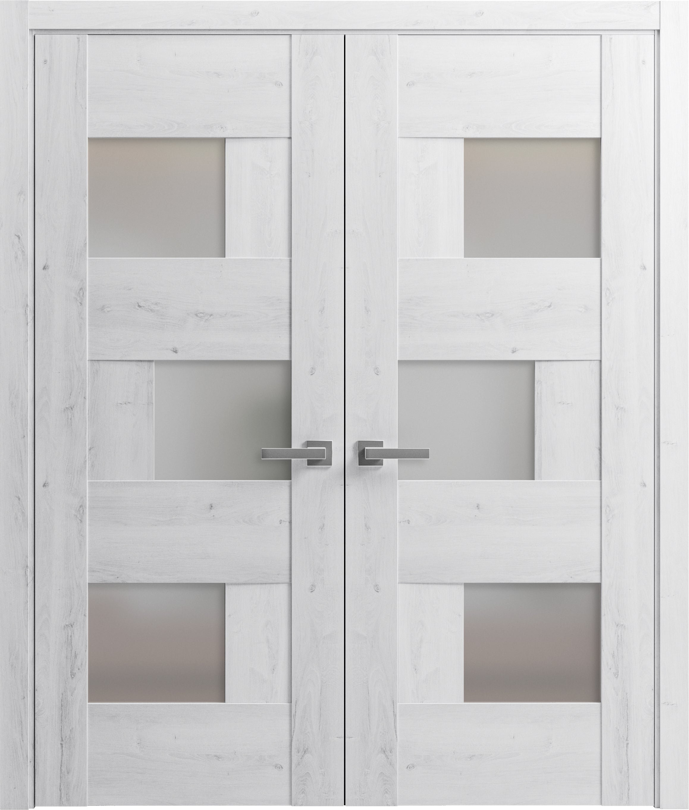 VDomDoors Solid French Double Doors | Sete 6933 With Frosted Glass ...