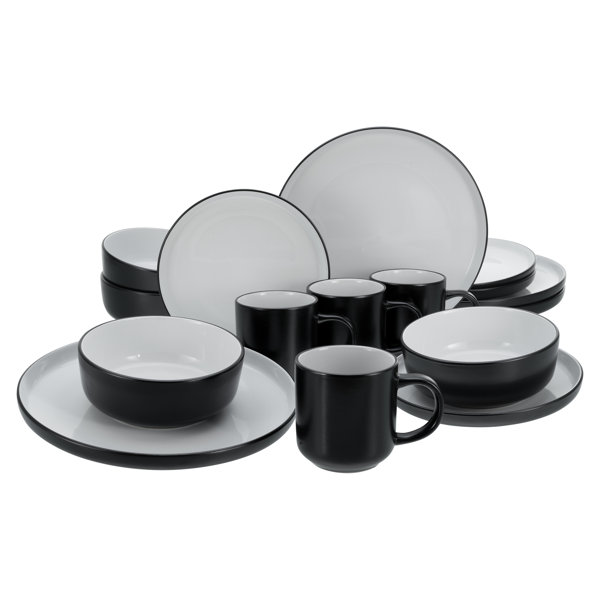Creatable Nordic Cool Black Stoneware Dinnerware - Set of 16 | Wayfair ...