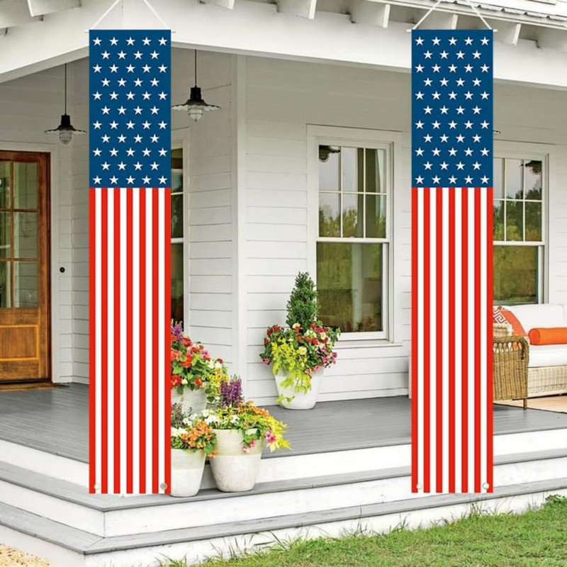 The Holiday Aisle® Decorations Outdoor Hanging American Flag Banners ...