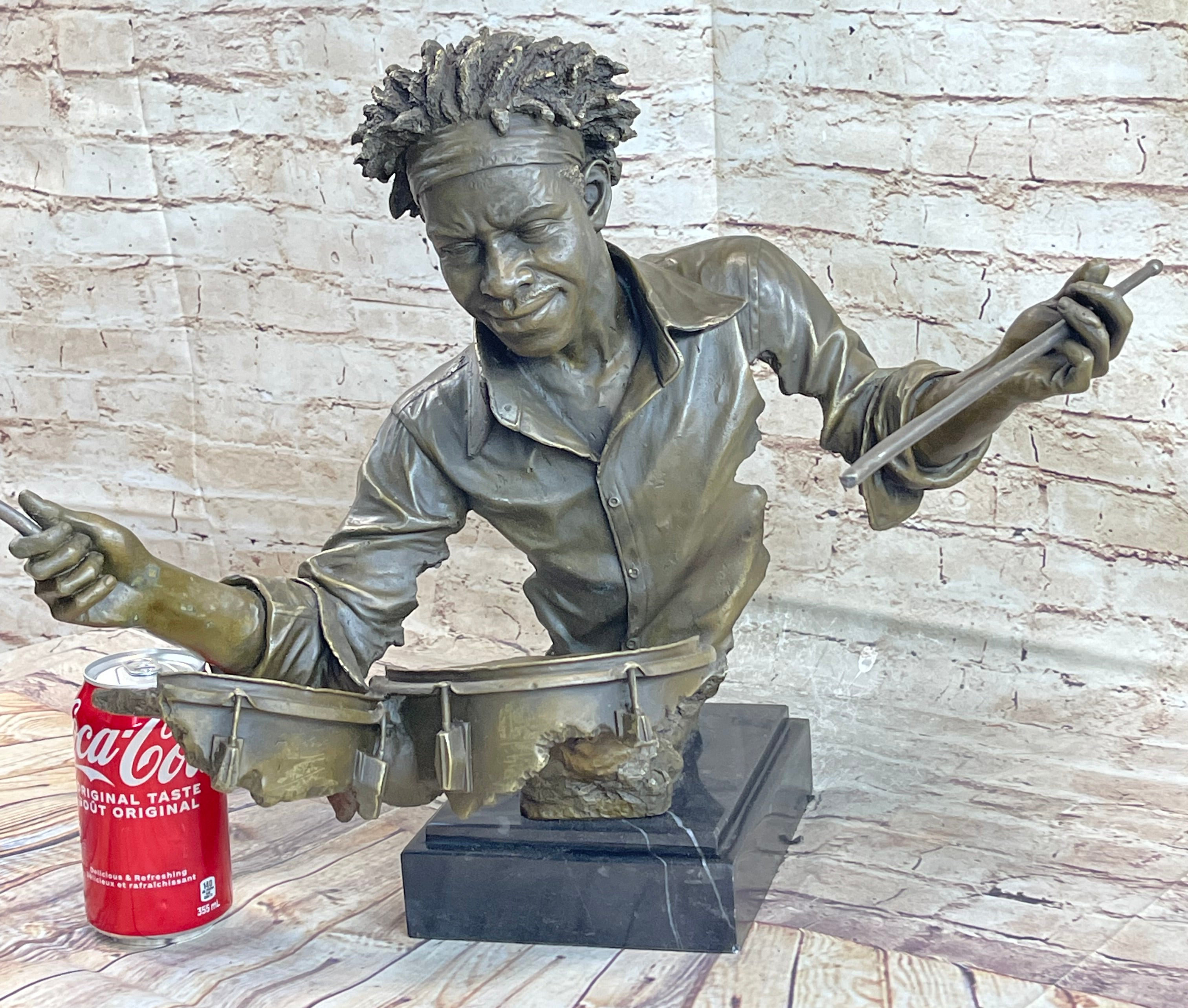 Red Barrel Studio® African American Drummer Musician Bronze Sculpture ...