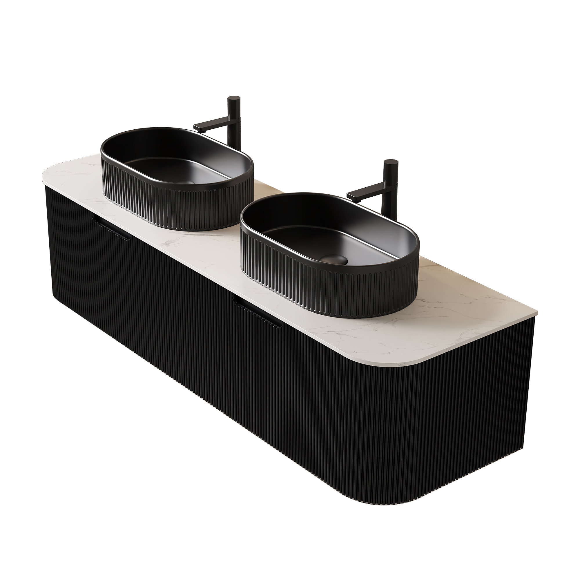 Latitude Run® Dina 60" Bathroom Vanity With Sinks, Modern Wall-mounted ...