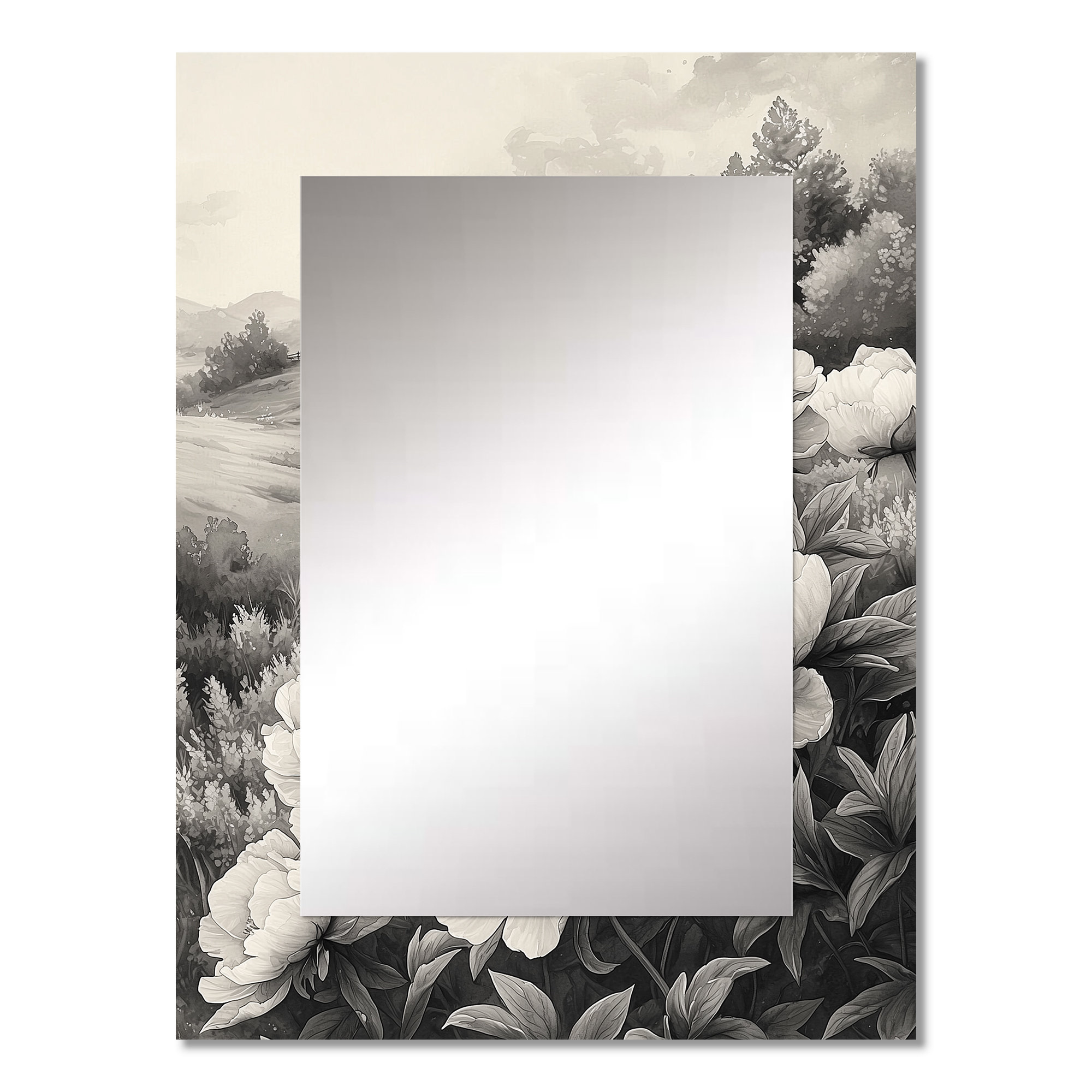 Red Barrel Studio® Monochrome Peonies And The Windmill I - Peonies Wall ...
