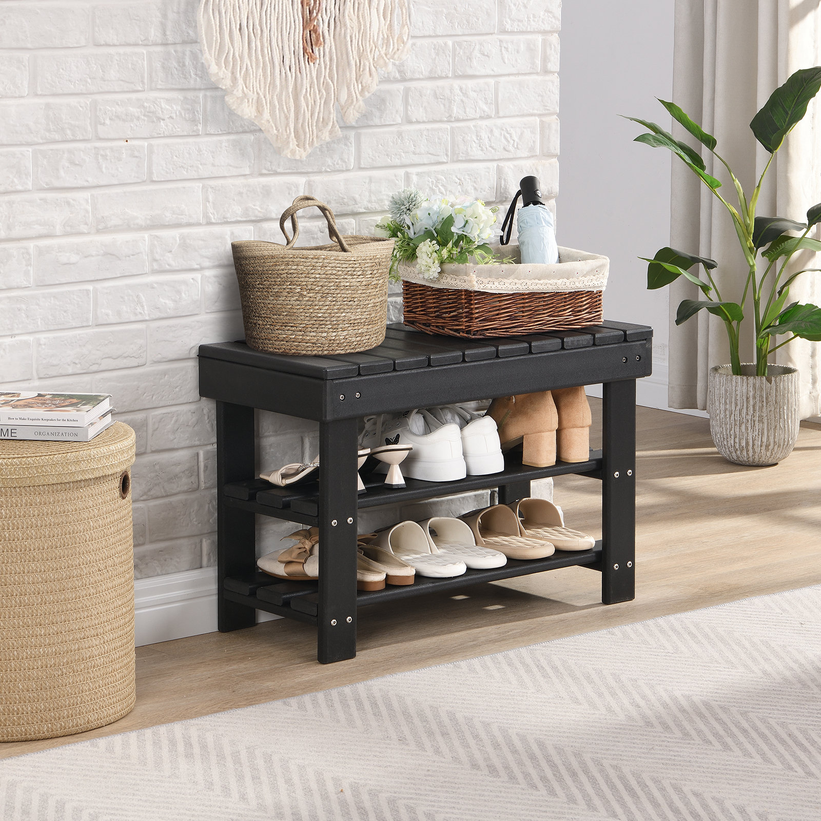 Ebern Designs Belem HDPE Storage Bench & Reviews | Wayfair