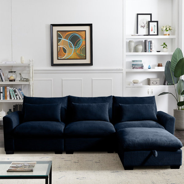 Hokku Designs 122" Oversized Upholstered Chaise Lounge with Storage ...