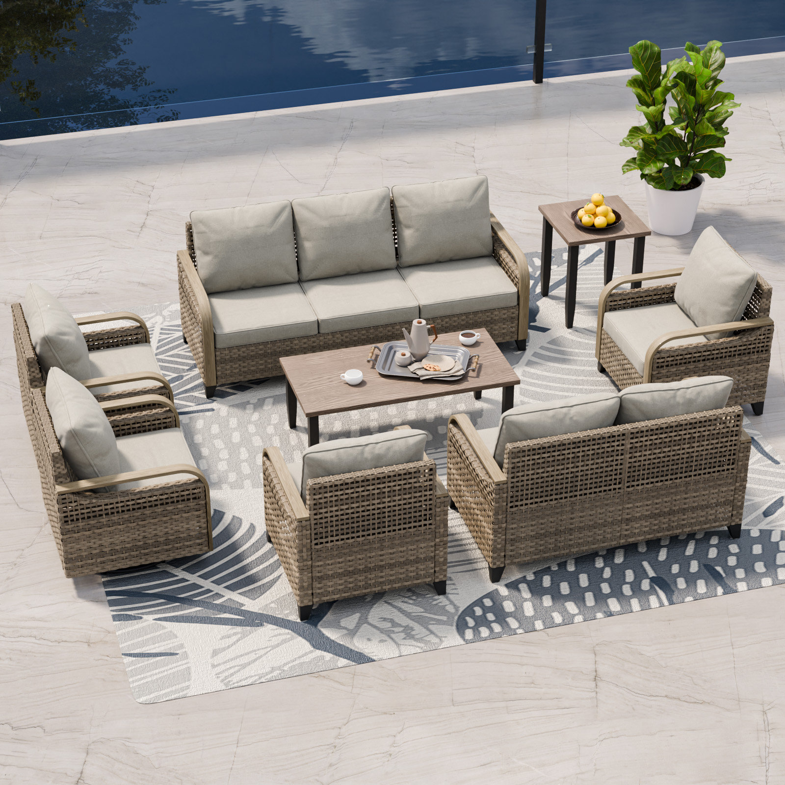 EAGLE PEAK 9 - Person Outdoor Seating Group with Cushions | Wayfair