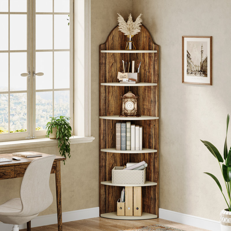 Millwood Pines 70.9-Inch Tall Corner Bookshelf, 6-Tier Corner Shelf ...