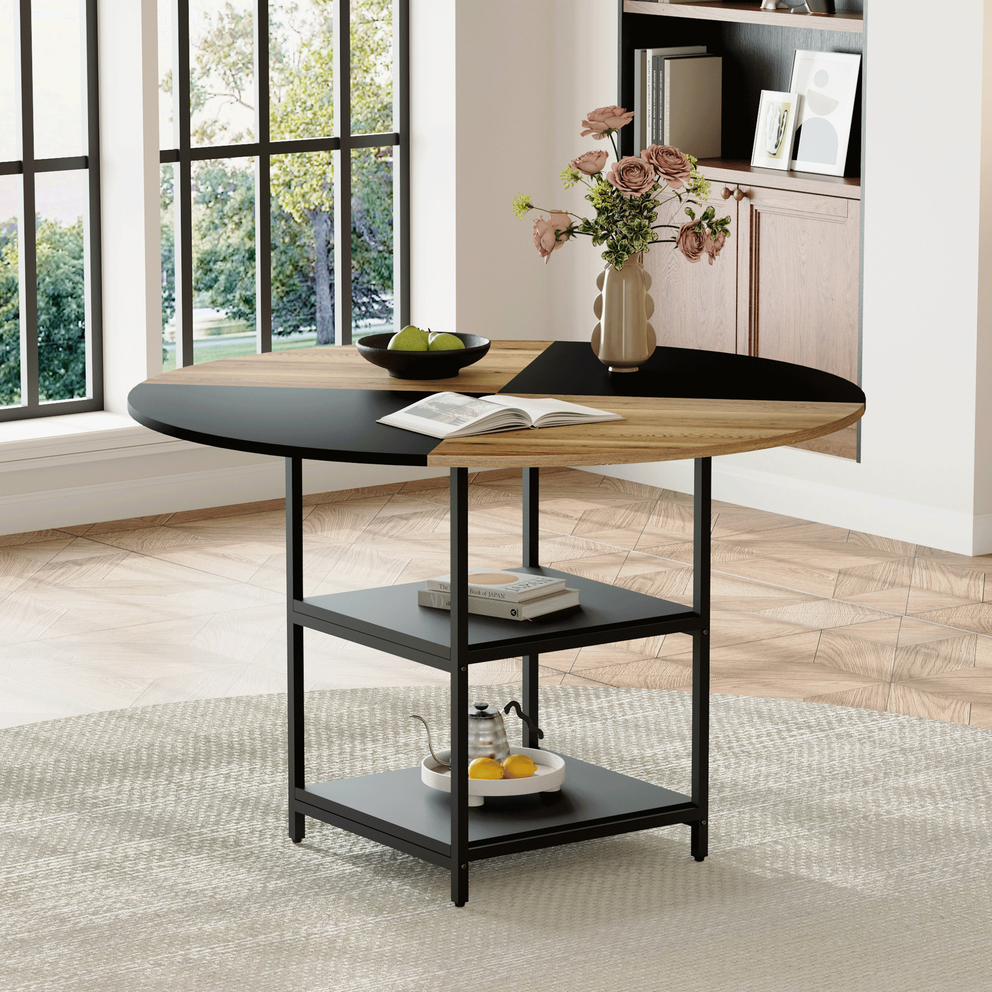 Latitude Run® Modern 47.3-inch Round Dining Table With Dual-layer ...