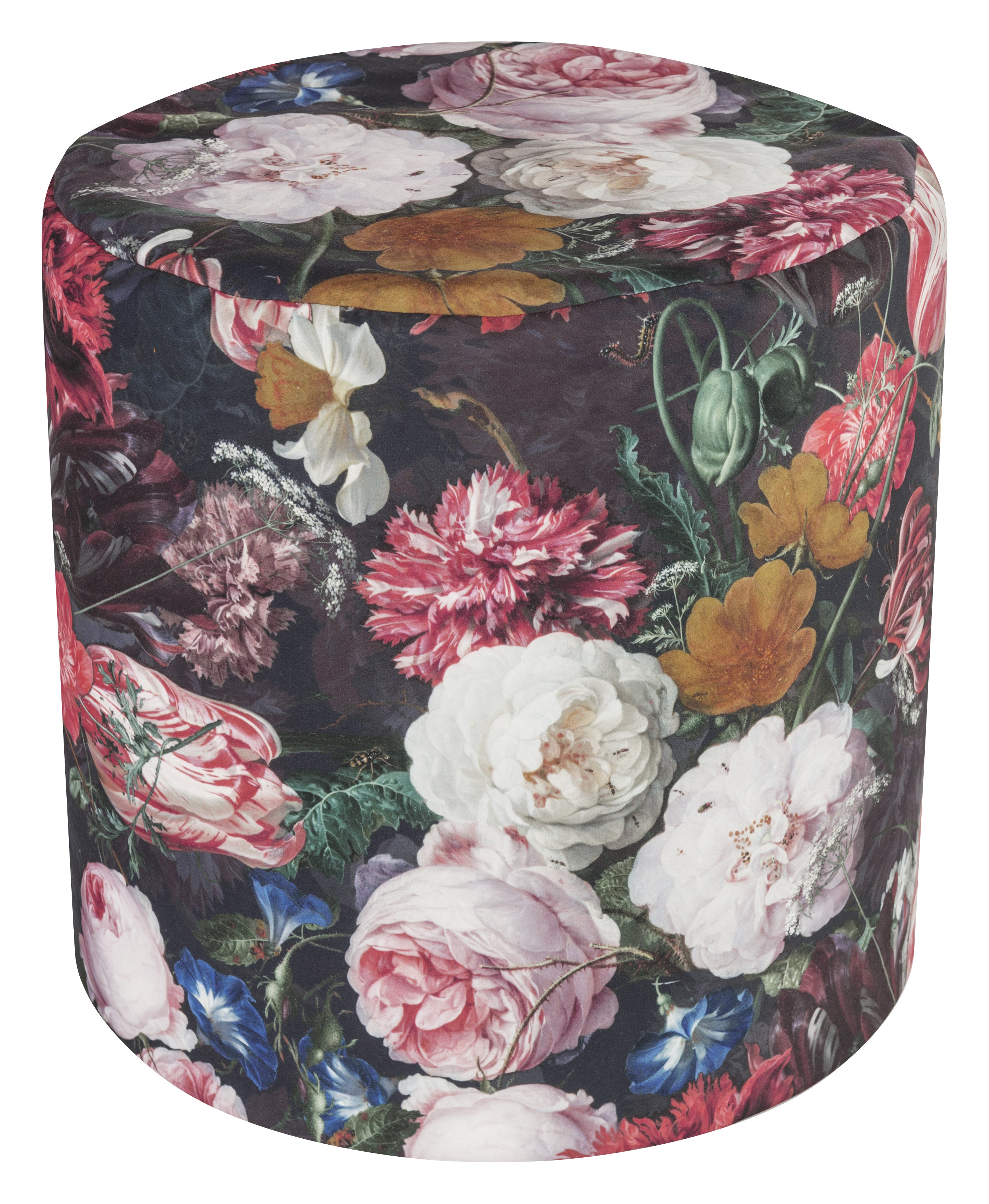 House of Hampton® Alyciah 20" Wide Round Floral Pouf Ottoman | Wayfair
