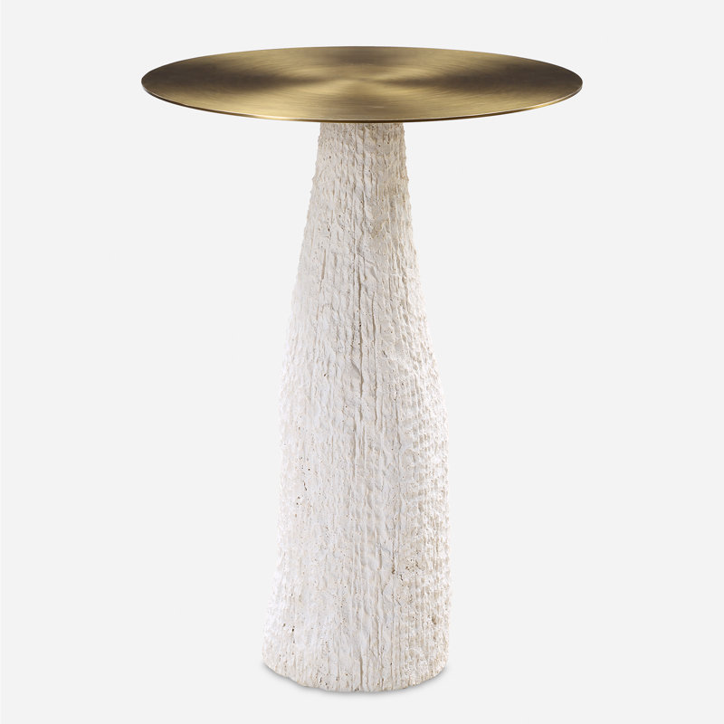 Everly Quinn Darrell White Stone Accent Table | Wayfair