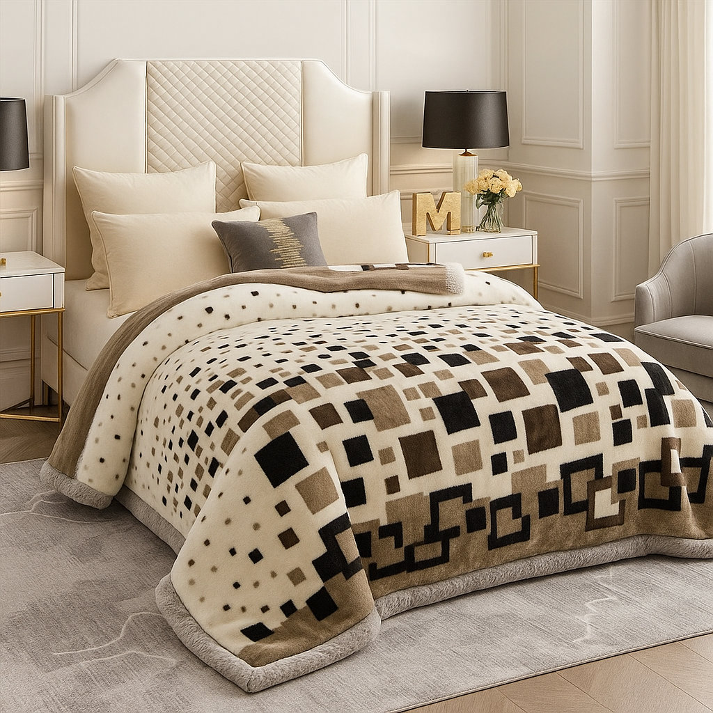 Shubozy Geoluxe Ultra Plush Grid,Pattern Fleece Blanket | Wayfair