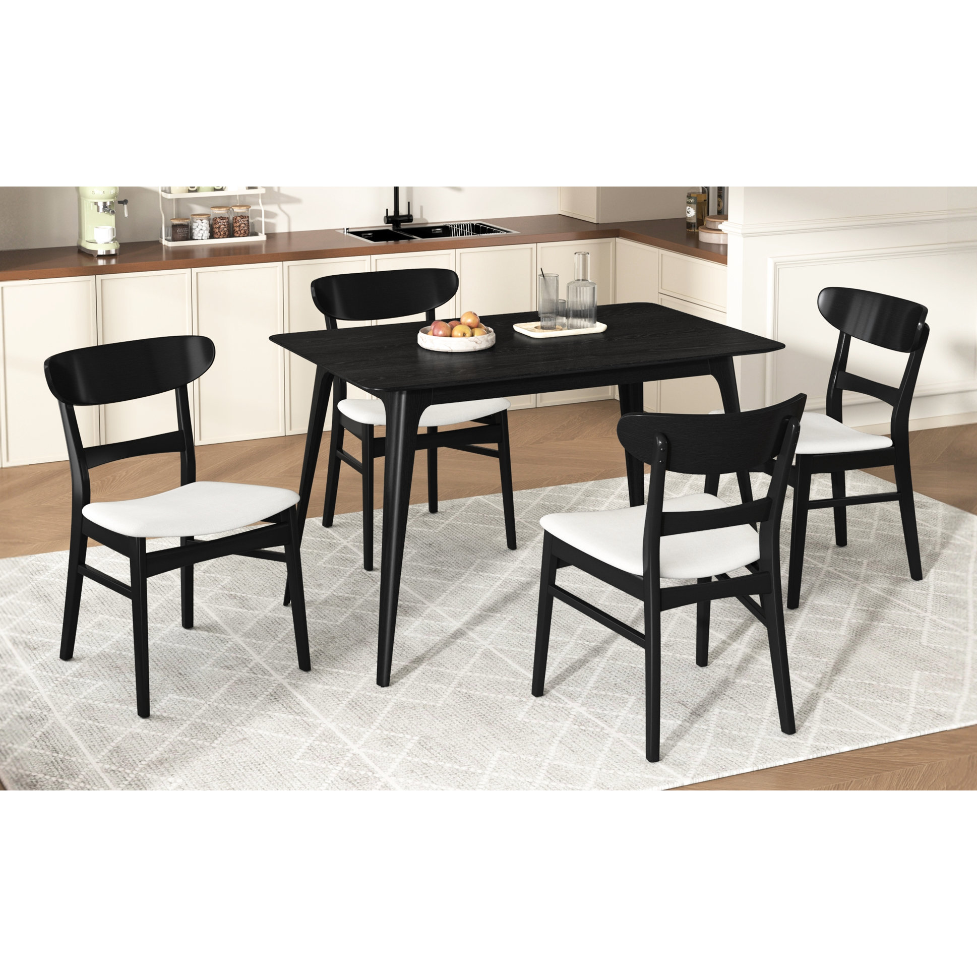 George Oliver Mid-century Modern, 5 Dining , Rubberwood Construction ...
