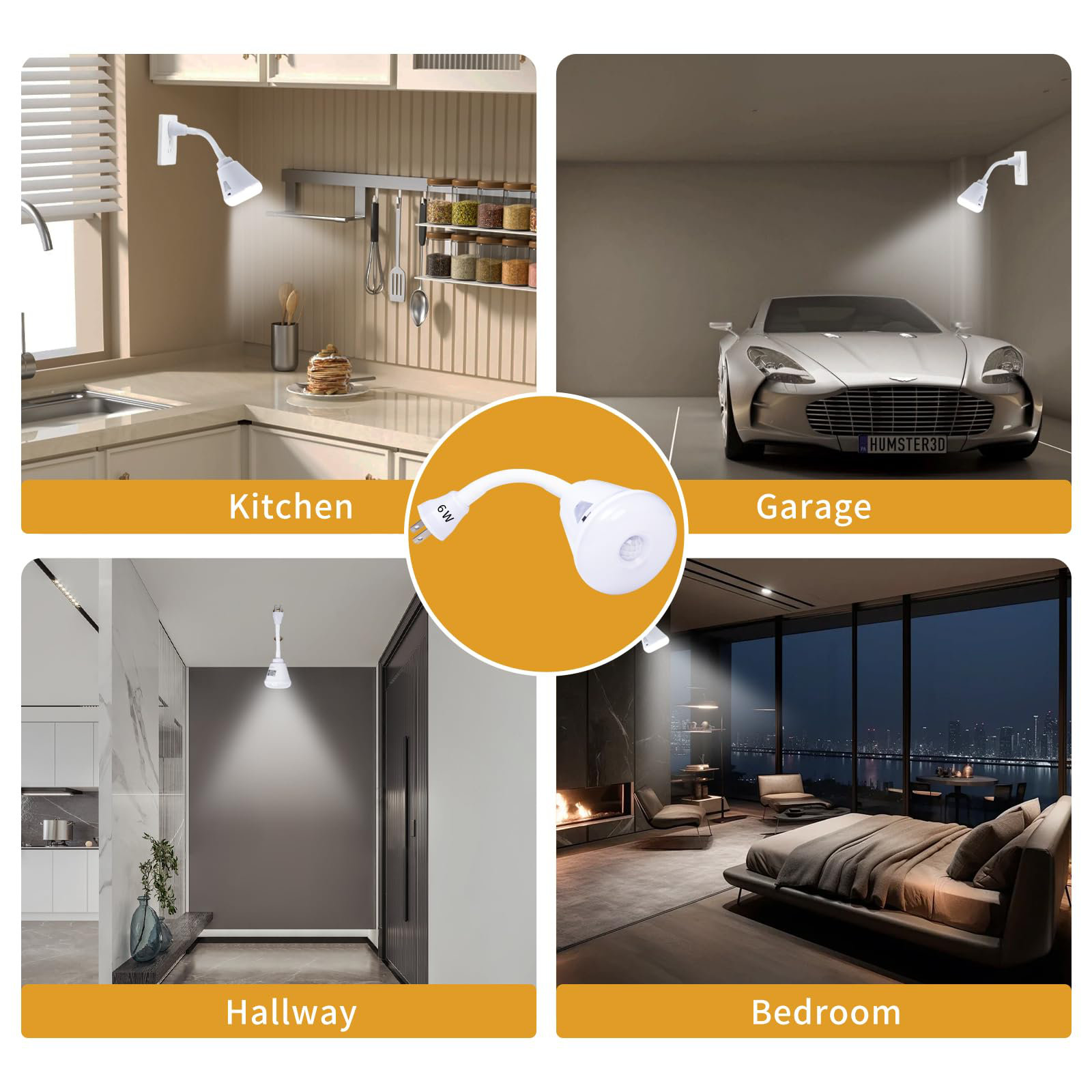 HUDSON & ASHTON LLC 2-Piece Plug-In Indoor Motion 360° Directional ...