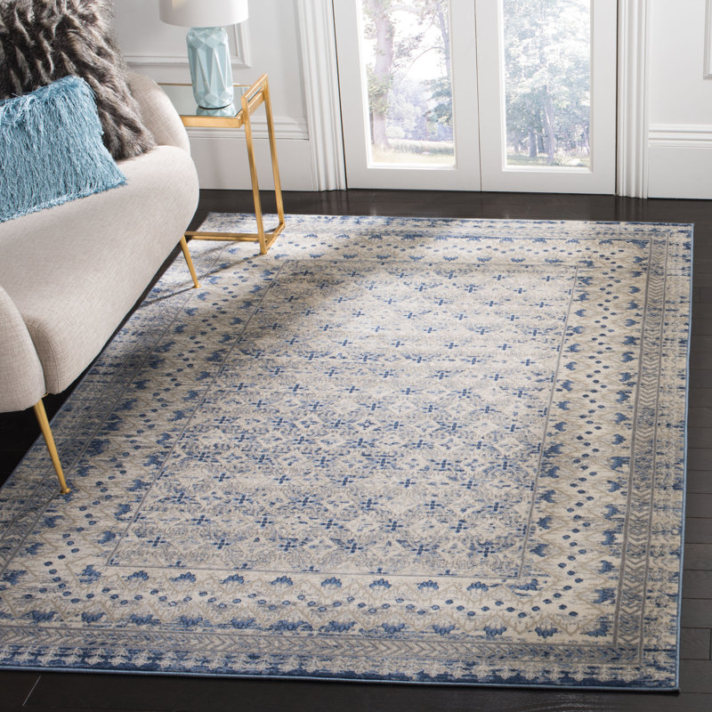 Bungalow Rose Llana Performance Light Gray/Blue Rug & Reviews | Wayfair