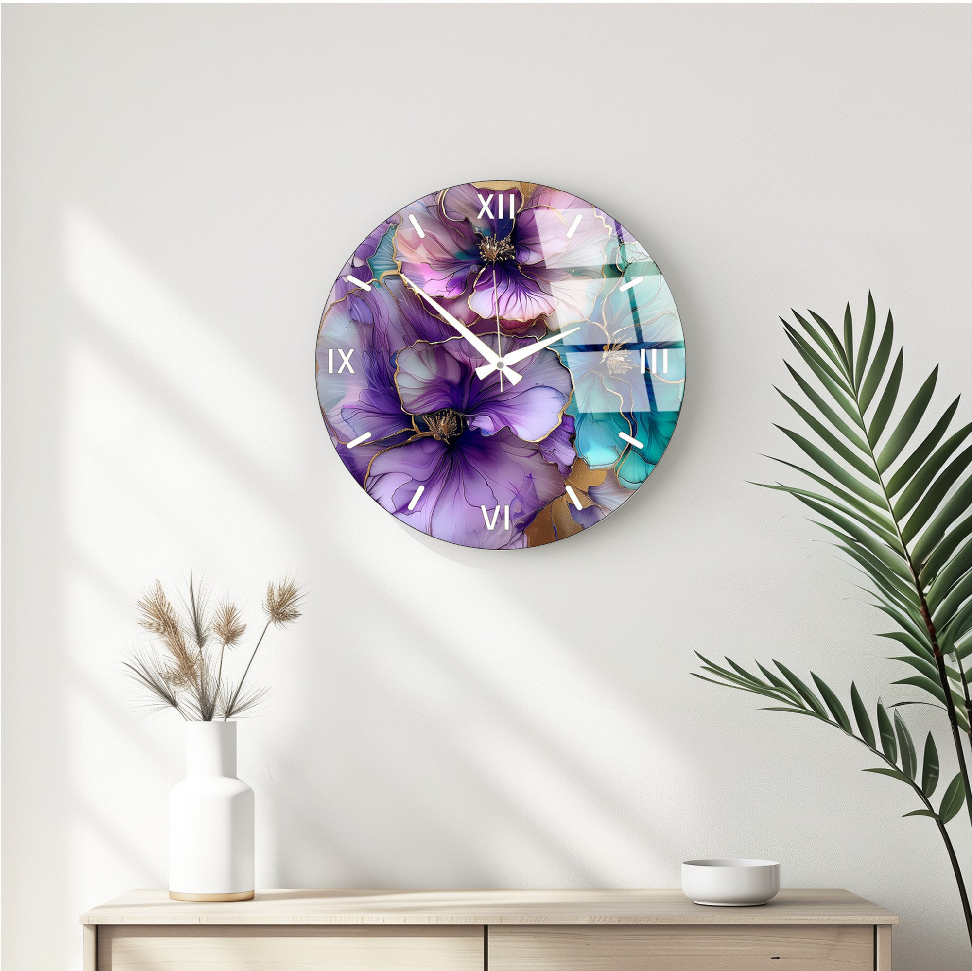 East Urban Home Decorative Glass Wall Clock | Wayfair