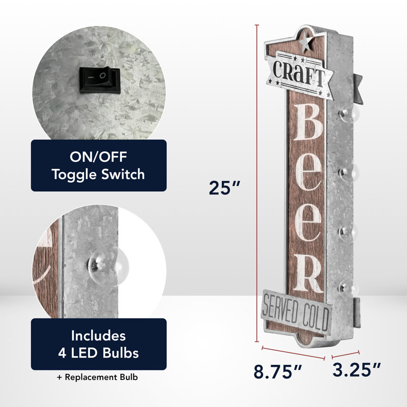 17 Stories Valmar Craft Beer LED Marquee Sign & Reviews - Wayfair Canada