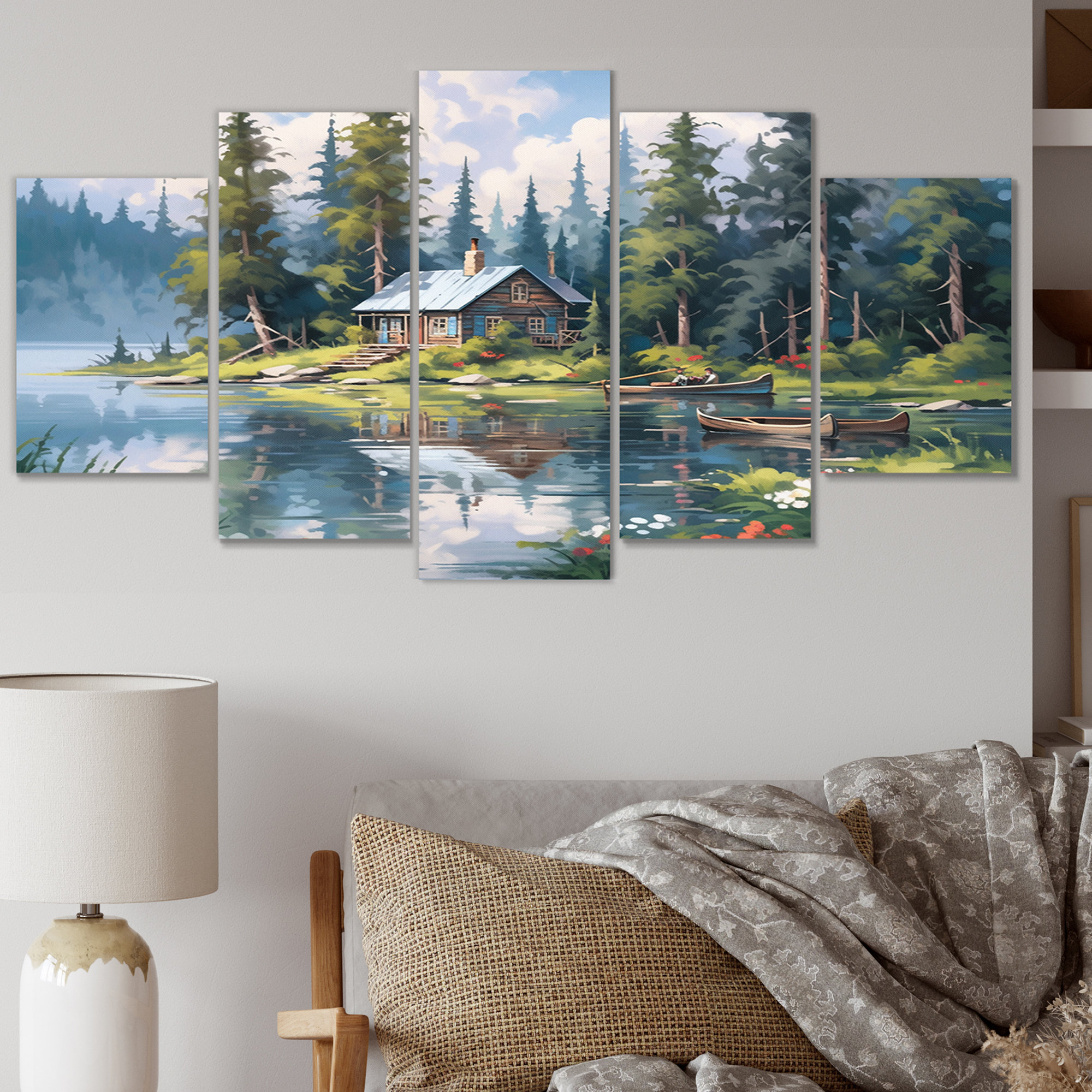 Design Art Rustic Refuge Lakehouse I - Countryside Metal Art Print Set ...