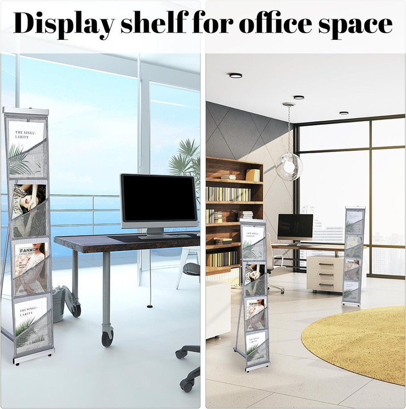 Rebrilliant 8 Pocket Portable Magazine Display Roll Up Magazine Rack ...