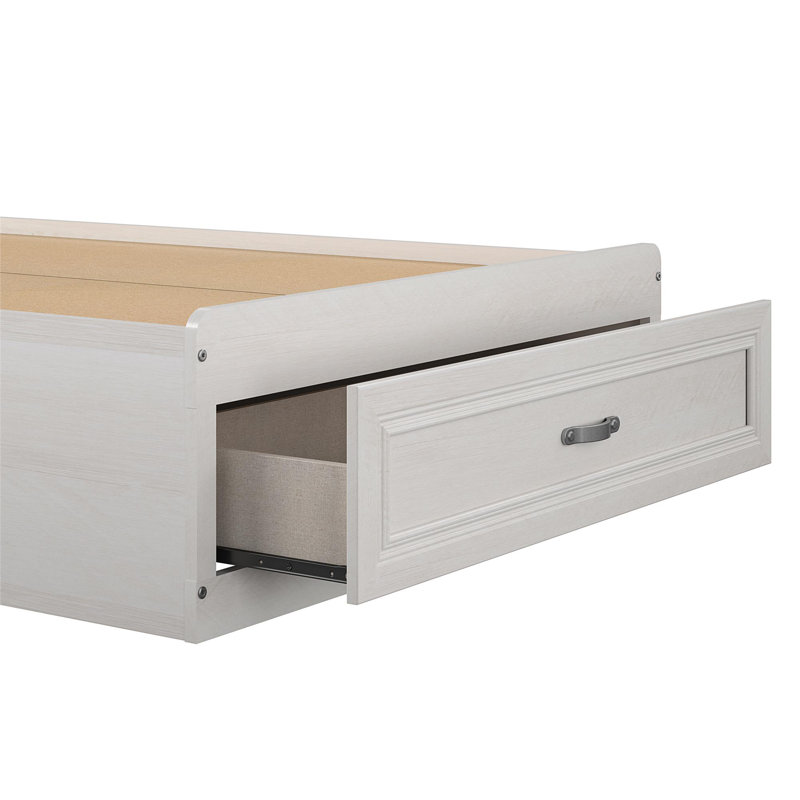Ameriwood Home Hillview Twin Platform Bed with Storage Drawer, Ivory ...