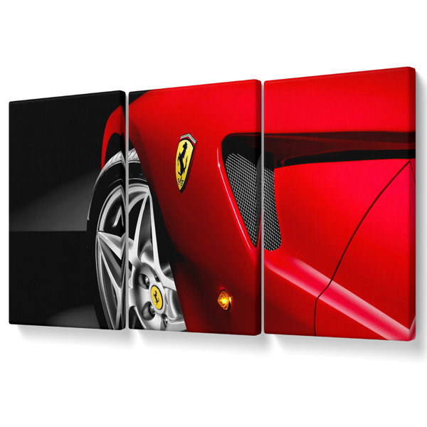Brayden Studio Ferrari Front Side Red - 3 Piece Wrapped Canvas Print ...
