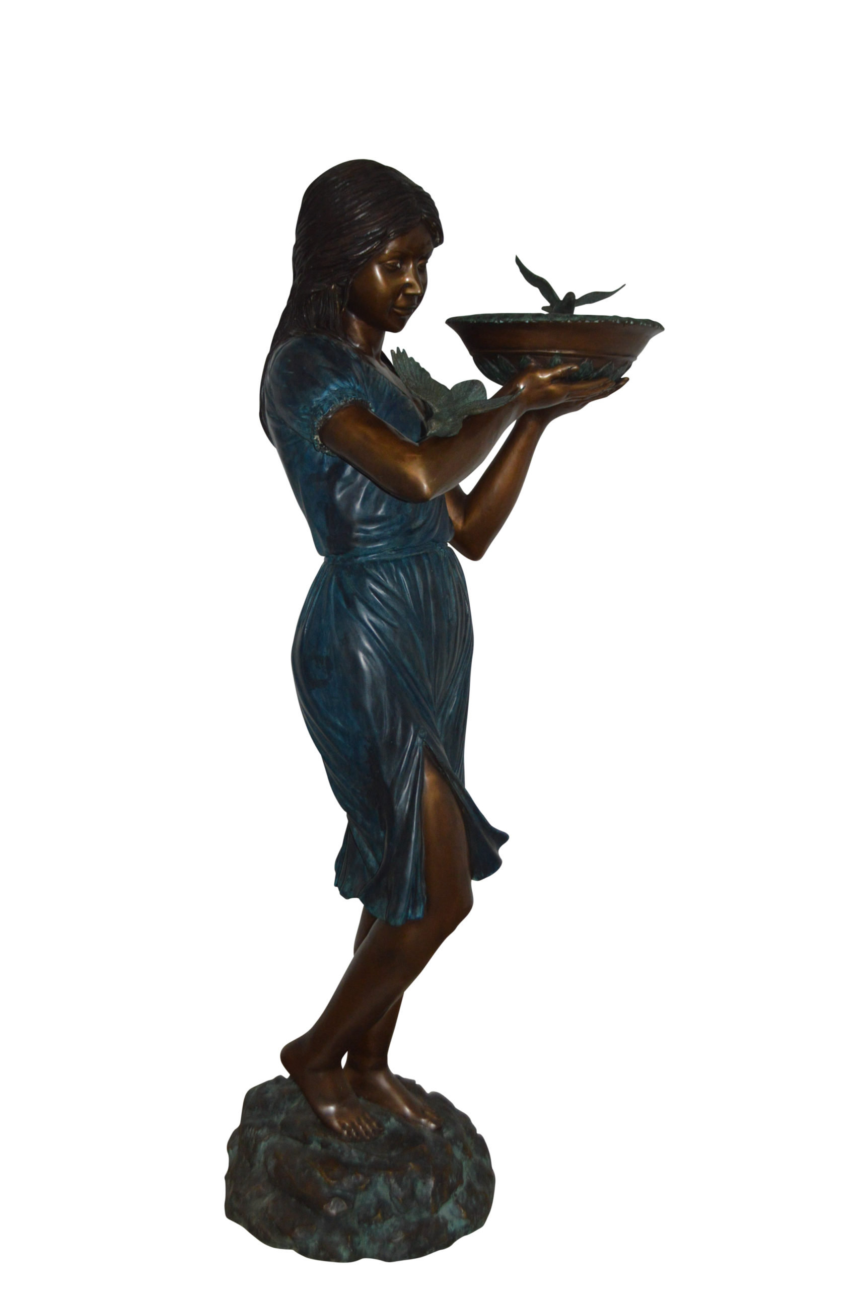 Winston Porter Lady Holding A Tray Bronze Statue Fountain - Size: 17"L ...