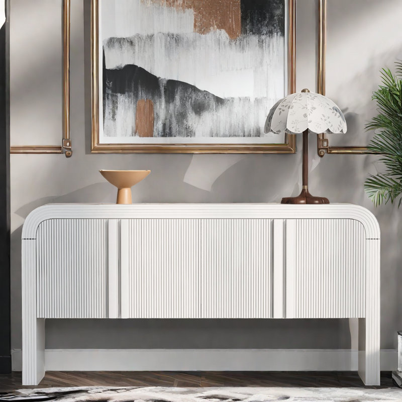 Wrought Studio Striped Sideboard With 4 Doors And Adjustable Shelves ...