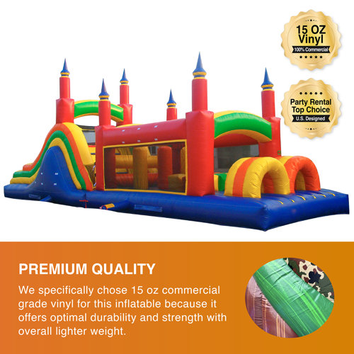 JumpOrange Rainbow 40' x 12' Inflatable Obstacle Course with Slide and ...
