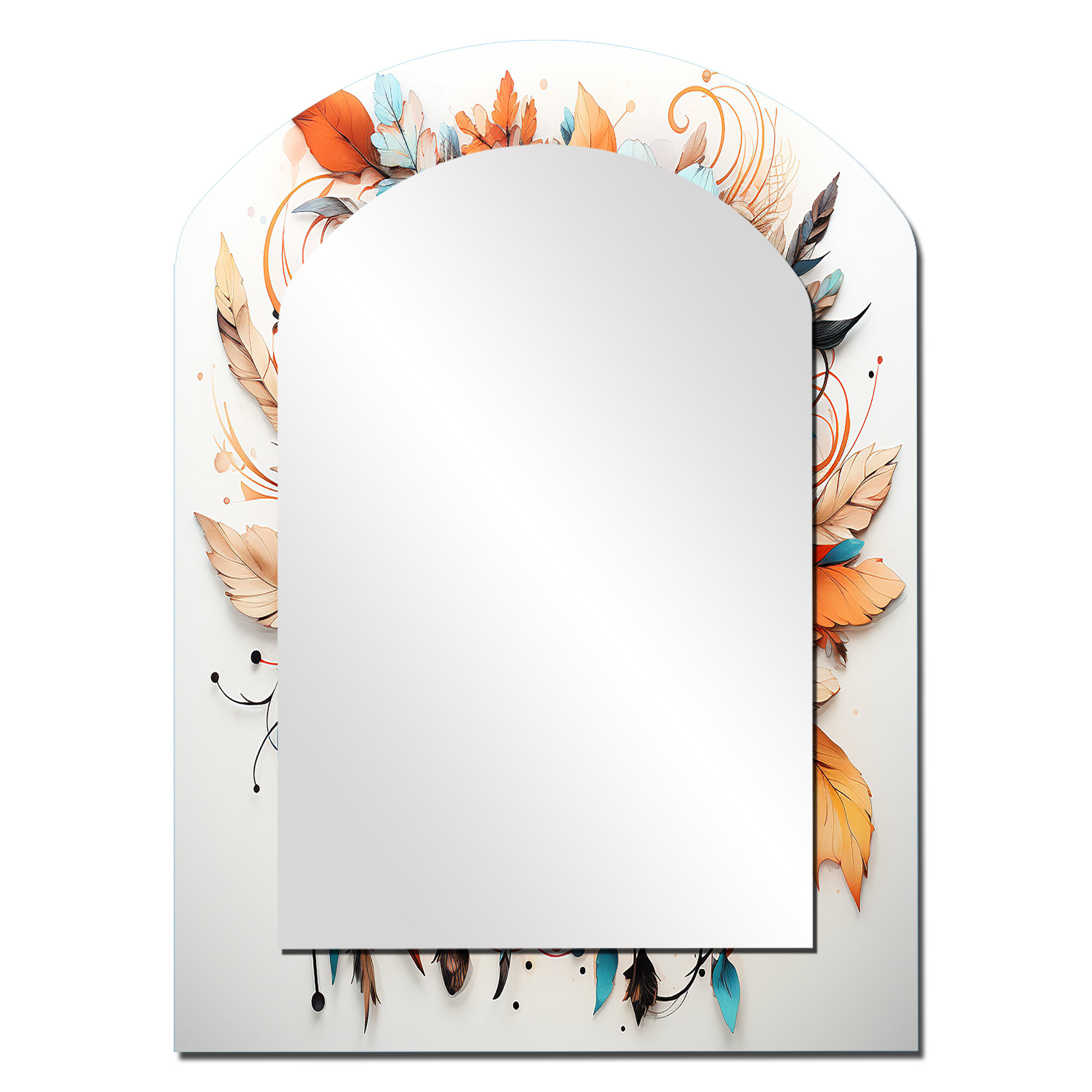 Dakota Fields Red Boho Flowers And Blue Feathers I - Dreamcatcher Arch ...