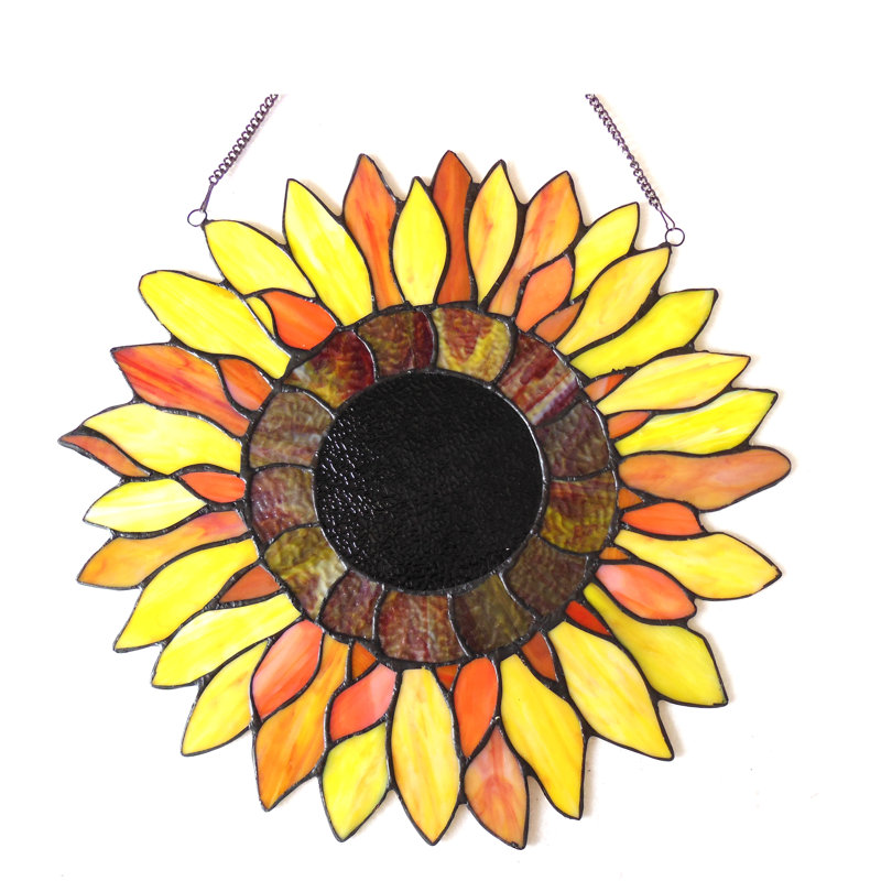 August Grove® Tiffany Glass Sunflower Window Panel & Reviews | Wayfair