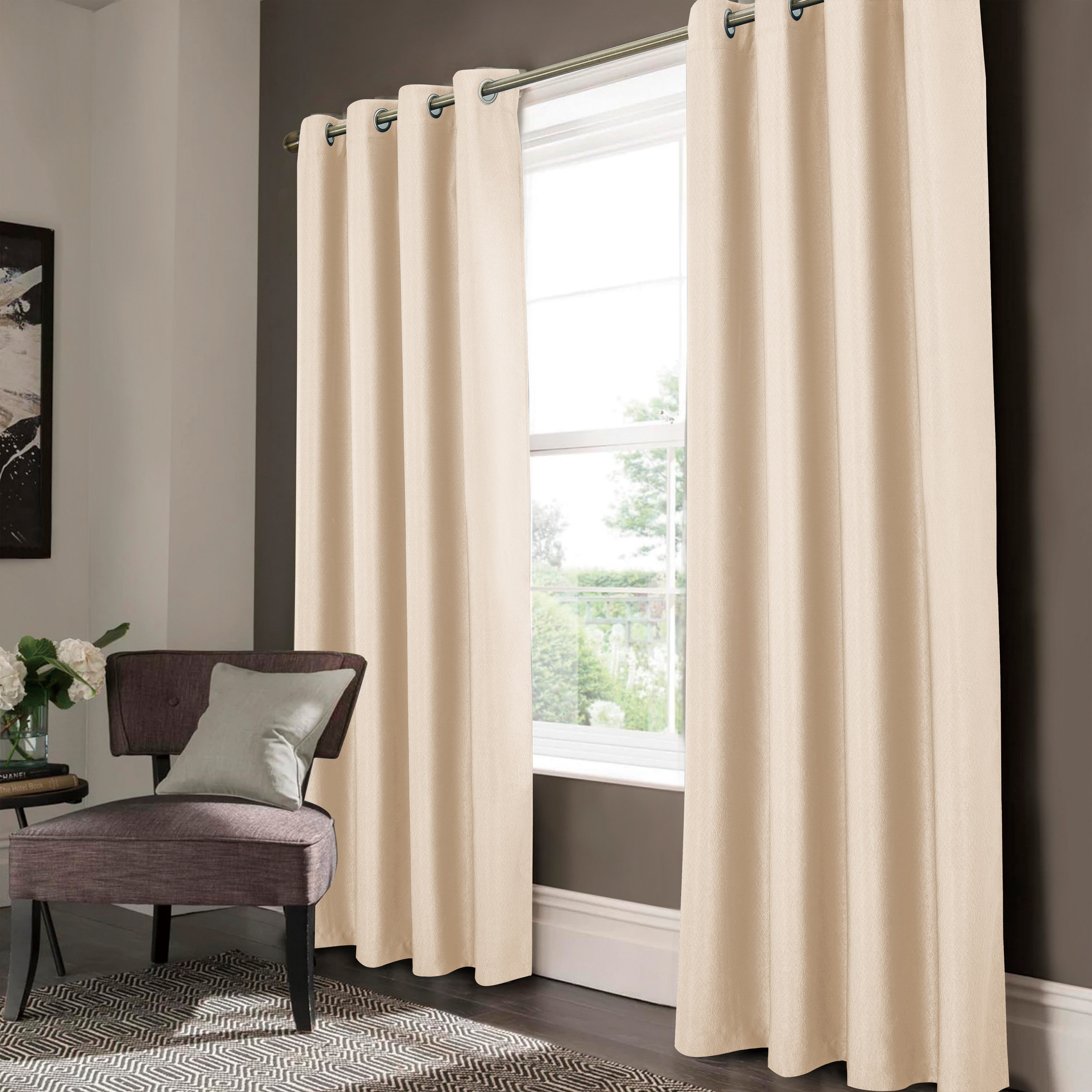 Eider & Ivory™ Wilfredo Embossed Matte Room Darkening Grommet Window ...