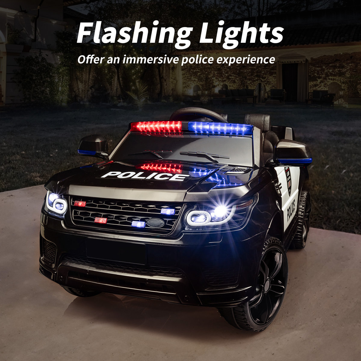 Outfunny Electric Police Car for Kids, 24 Volt Kids Ride on Toys w ...