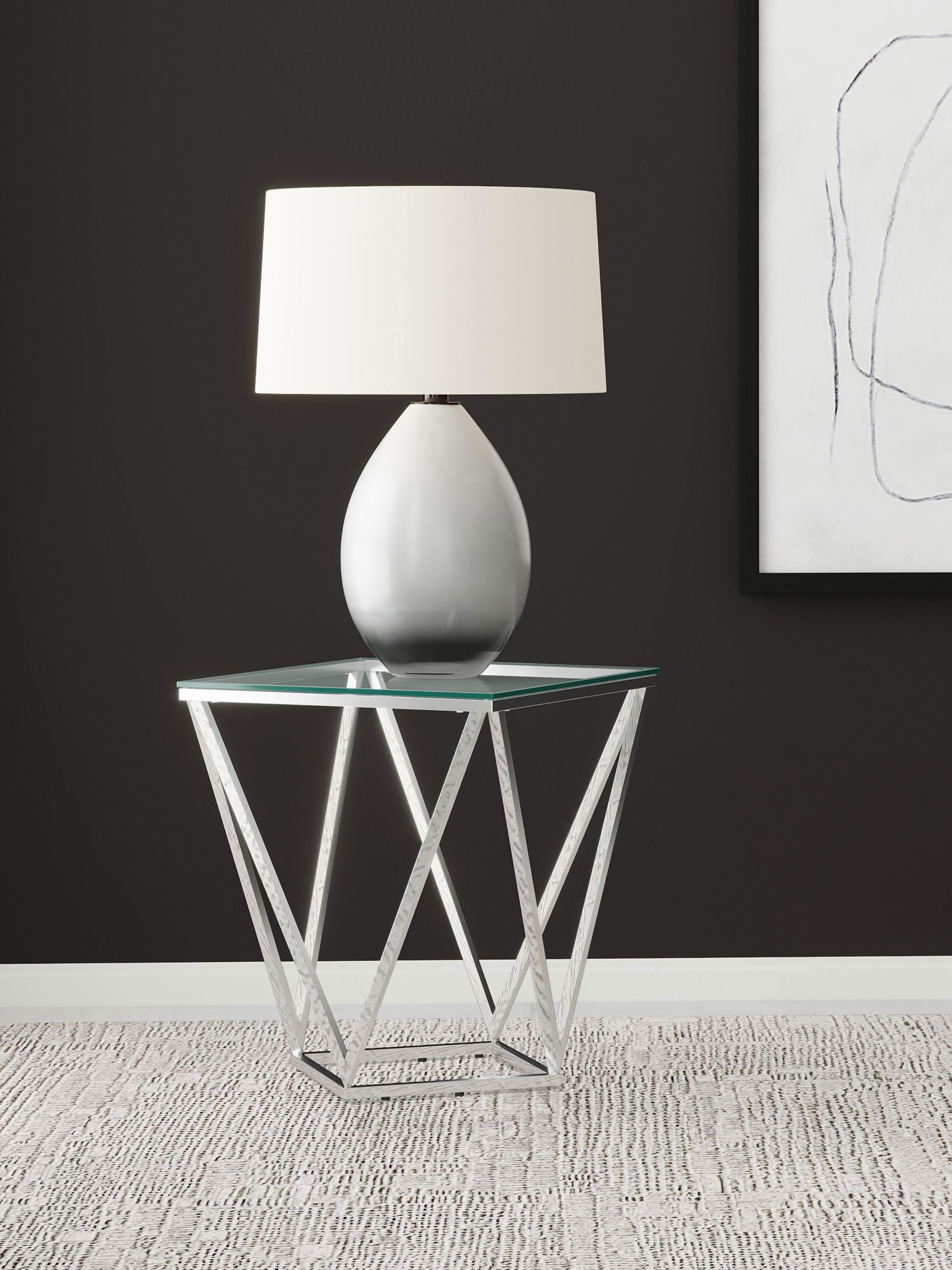 Wade Logan® Cianni Brittania Square Glass Top Geometric End Table ...