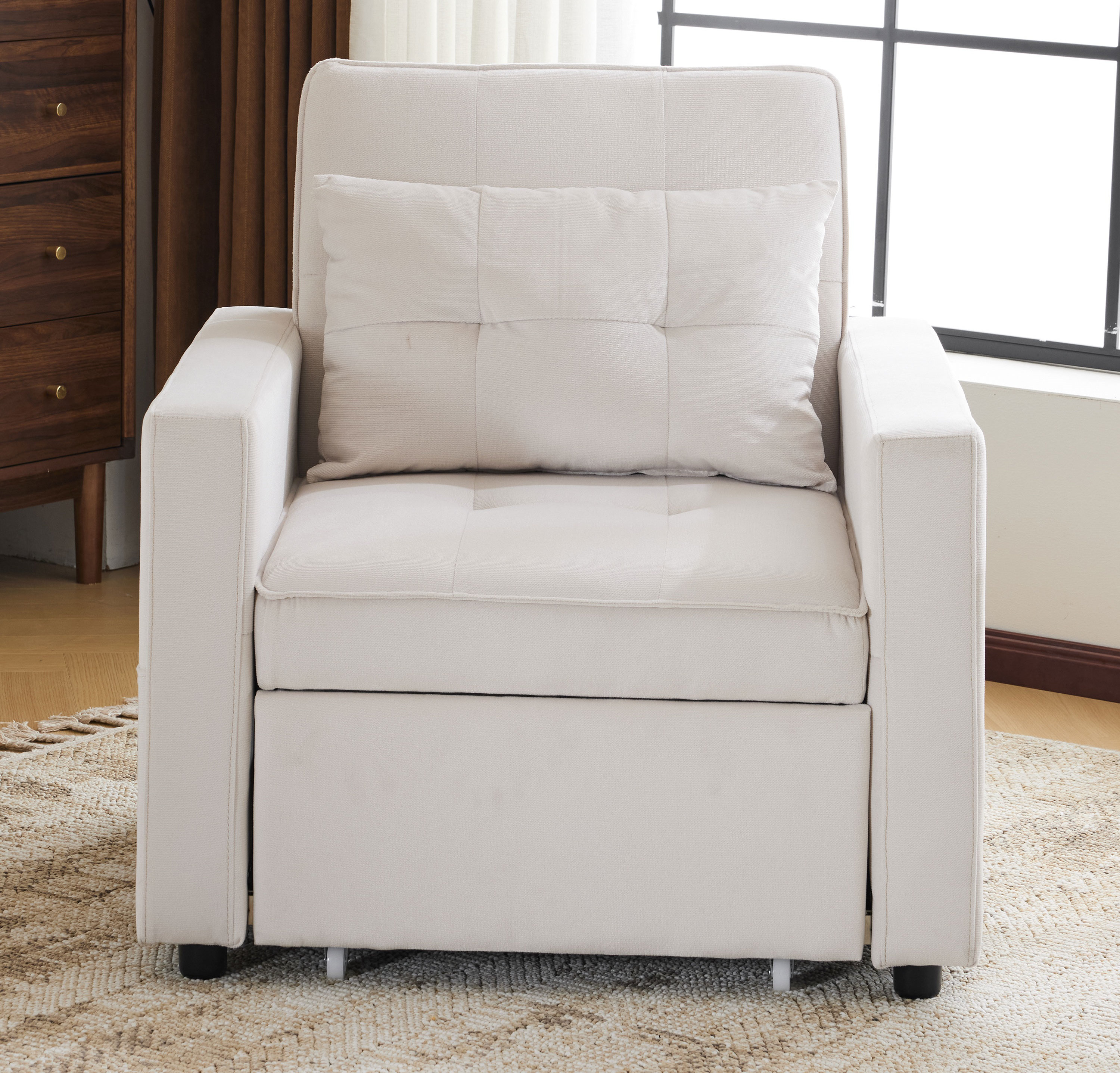 Latitude Run® Convertible Sleeper Sofa Chair Bed with Pillow & Pocket ...