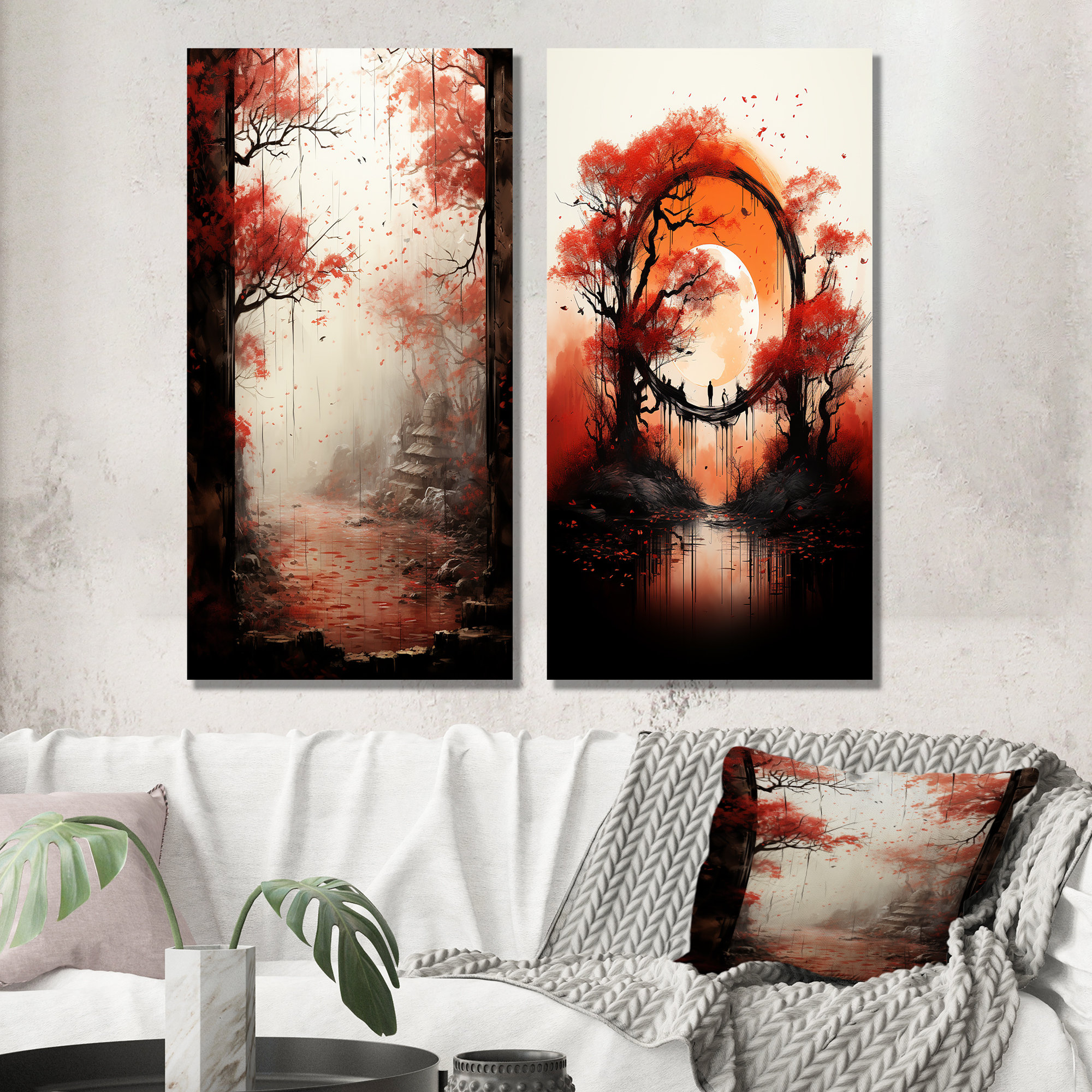 Millwood Pines Red Gothic Japan Forest View II - Japanese Wall Art ...