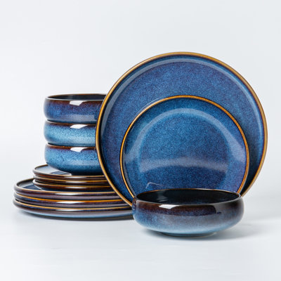blue christmas tableware