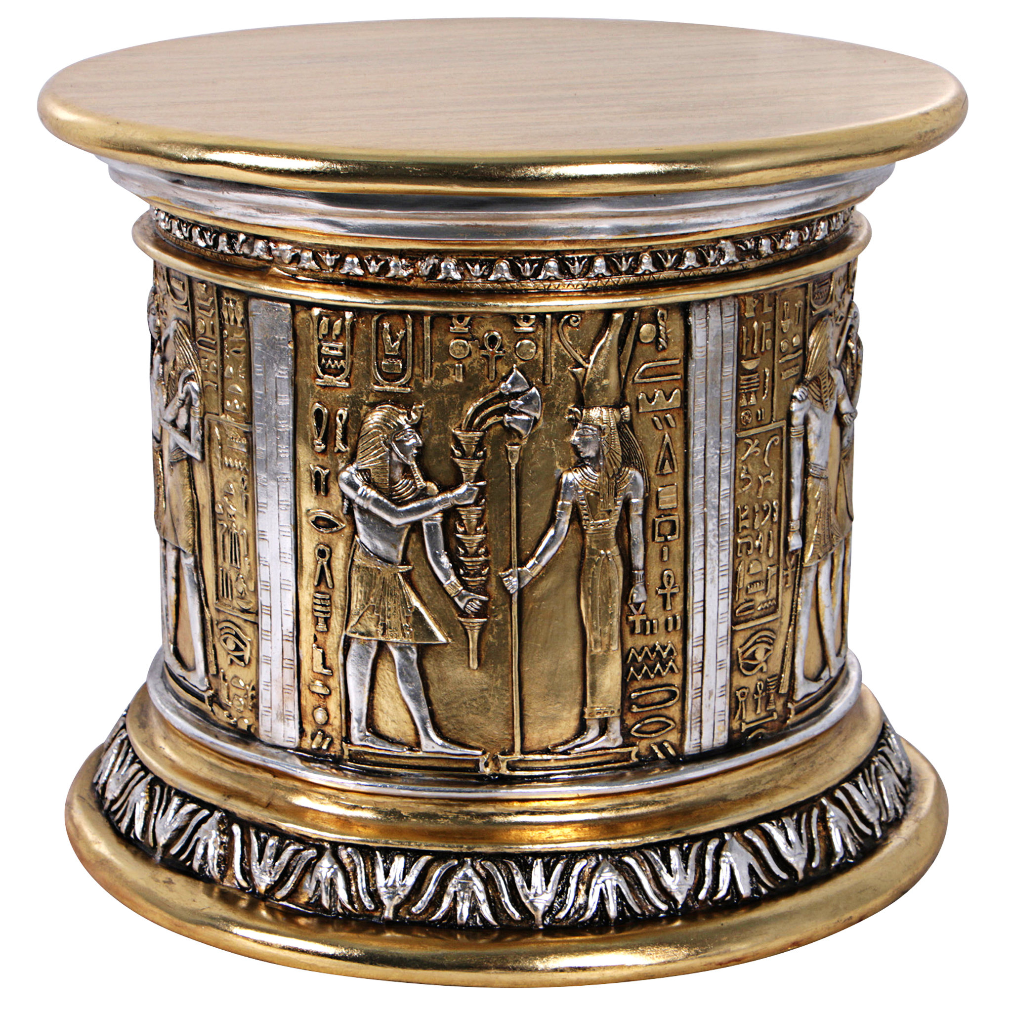 Design Toscano Egyptian Karnak Drum End Table and Statuary Pedestal ...