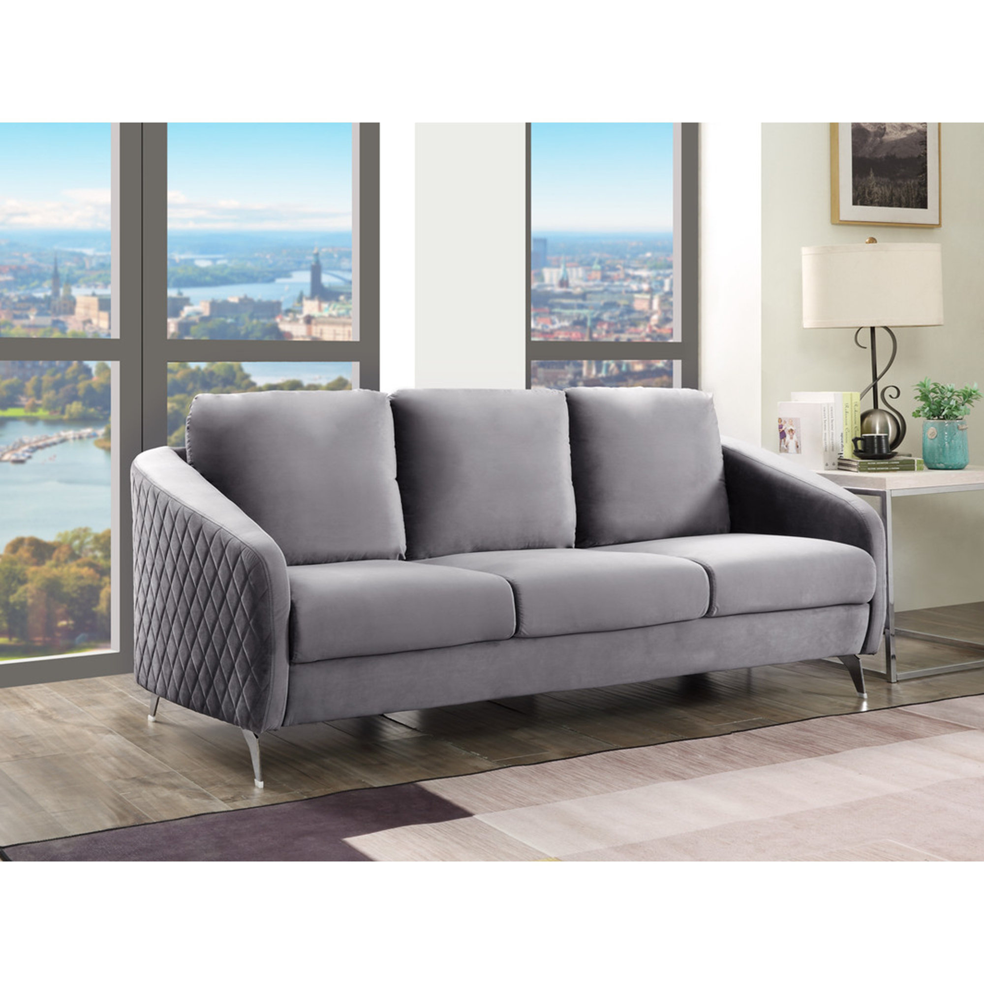 Mercer41 Velvet Modern Chic Sofa Couch | Wayfair