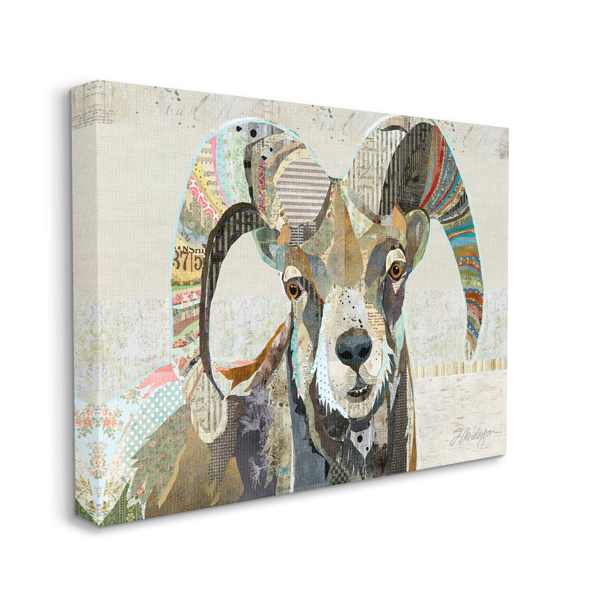 Latitude Run® Goat Striped Horns Ephemera Collage by Traci Anderson ...